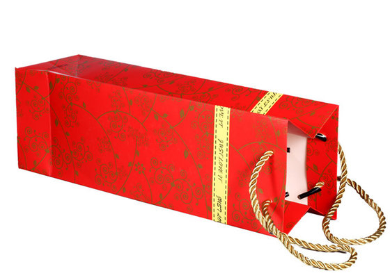 Wine Bags Red Gold Tree Heavy Paper Gift Holiday Christmas Strong Handles