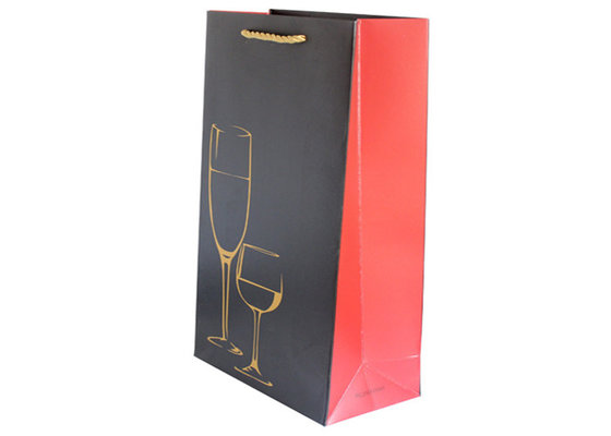 Gift Wine Paper Gift Bags With Handles / Colorful Printing