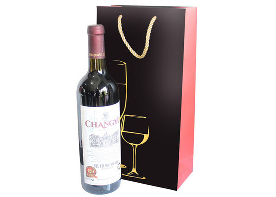 Gift Wine Paper Gift Bags With Handles / Colorful Printing