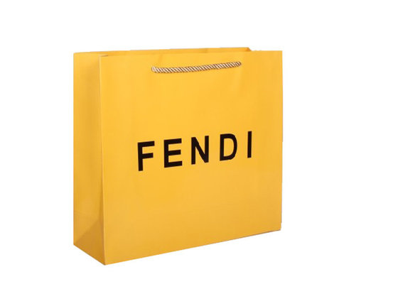 Handmade Yellow Colored Paper Bags With Handles , Luxury Recyclable bag For Wedding