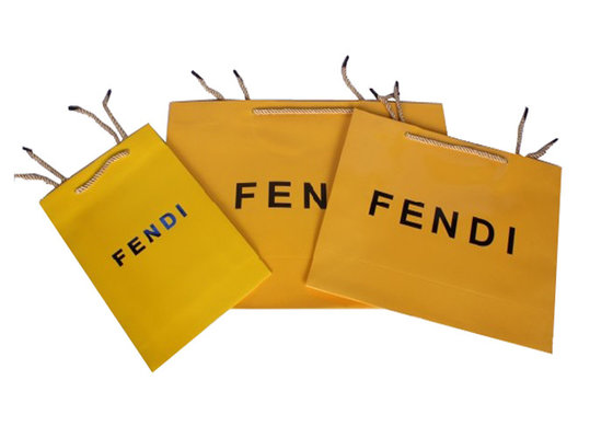 Handmade Yellow Colored Paper Bags With Handles , Luxury Recyclable bag For Wedding