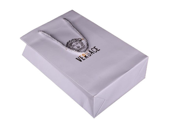 Large Capacity Cheap White Paper Bags Elegant Design With Logo Printed