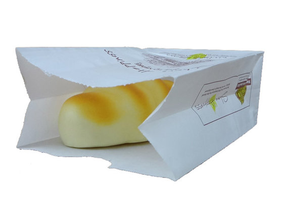Bread Paper Gift Bags With Handles , Biodegradable White kraft Paper For Bakery