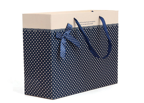 Blue Paper Bag Polka Dot Design For Wedding Gift Packing