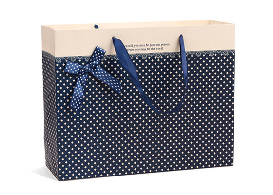 Blue Paper Bag Polka Dot Design For Wedding Gift Packing