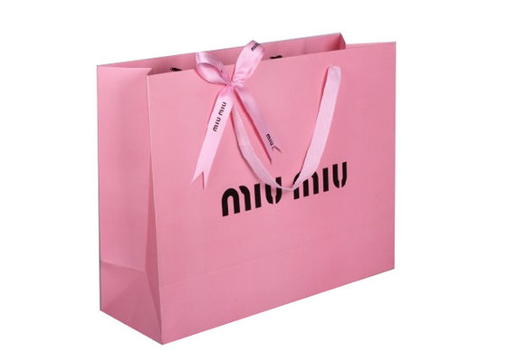 Pink Colored Paper Bags With Handles , girls shopping bag