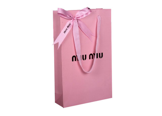 Pink Colored Paper Bags With Handles , girls shopping bag