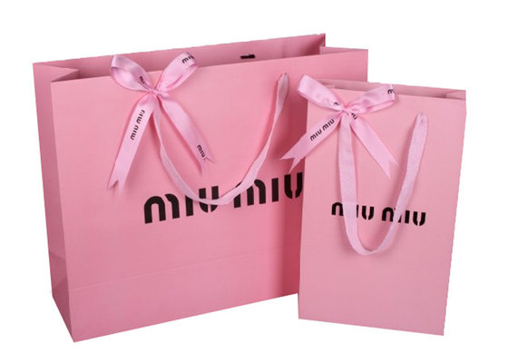 Pink Colored Paper Bags With Handles , girls shopping bag