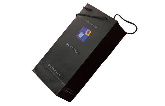 Pot uv 4 color printing black wine packing bag With Handles