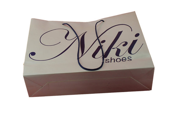 Glossy lamination black logo shoes packing store bags