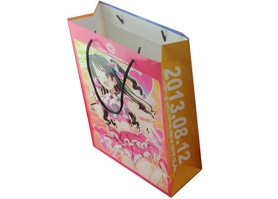 Cartoon varnish coated Colored Paper Bags With Handles / gift bag