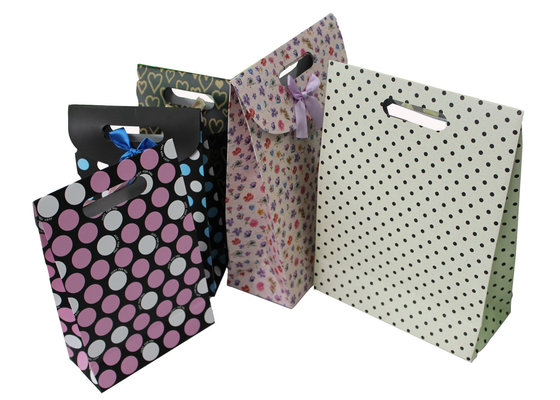 Paper Gift Bags batterfly gift carry bag hook and loop close die cut handle bag