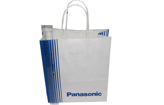 white craft Colored Paper Bags With Handles , 4 sides printing twist