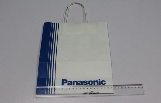 white craft Colored Paper Bags With Handles , 4 sides printing twist