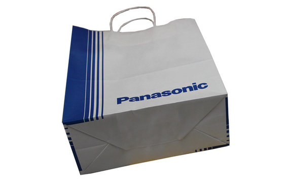 white craft Colored Paper Bags With Handles , 4 sides printing twist