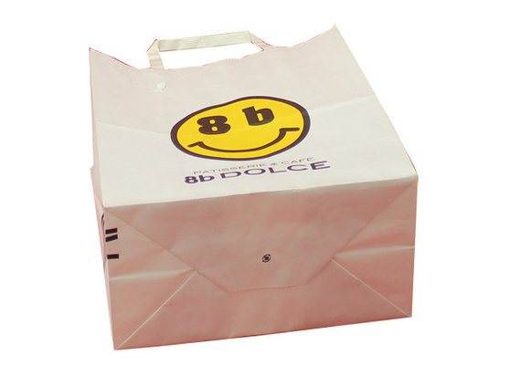 Brown Kraft Paper Gift Bags With Handles , Customized Logo Printing