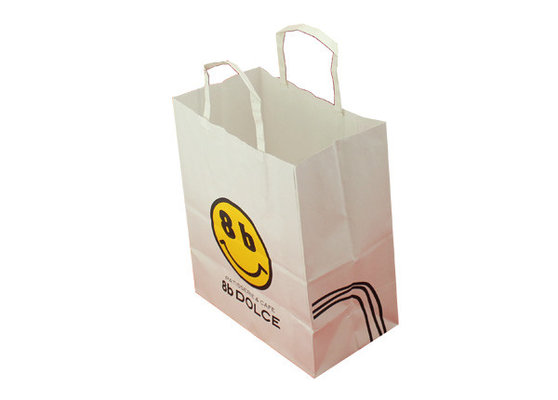 Brown Kraft Paper Gift Bags With Handles , Customized Logo Printing