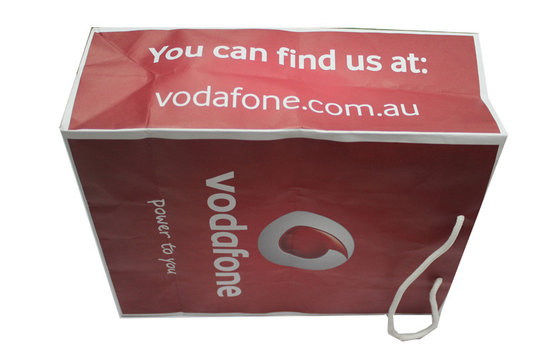 Red Paper Gift Bags With Handles , Phone Packing Brand Printed Craft Bag