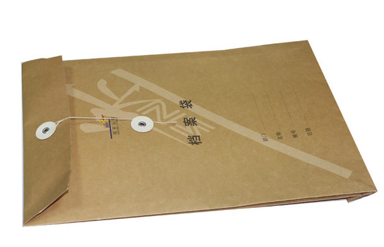 Promotional Eco Friendly A4 Document Button Clousure Kraft Paper Bag , OEM