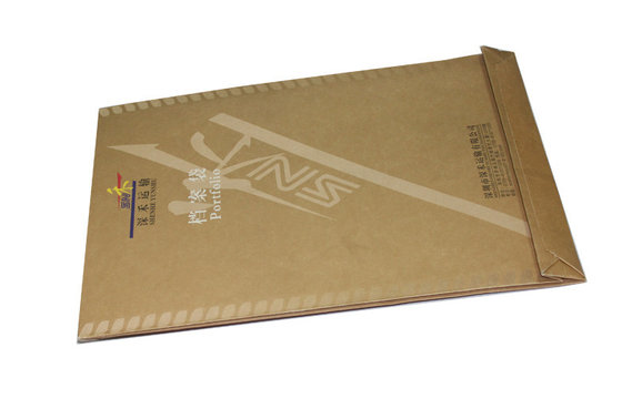 Promotional Eco Friendly A4 Document Button Clousure Kraft Paper Bag , OEM