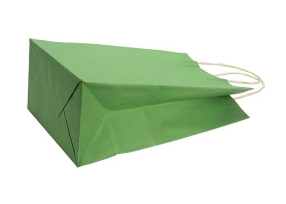 Varnishing Printed Green kraft paper gift bags With Twist Handles