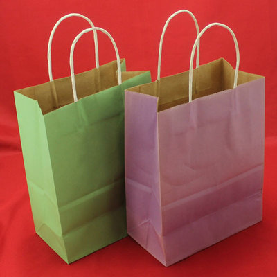 Foldable Colored Paper Gift Bags / Recyclable Twisted Handle Paper Bags