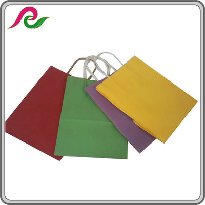 Foldable Colored Paper Gift Bags / Recyclable Twisted Handle Paper Bags
