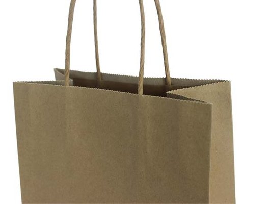 Brown Kraft Paper Bags With Handles , Kraft Paper Favor Bags For Packaging