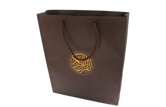 Chocolate Colored Paper Bags With Handles / Coffee Packaging Bags