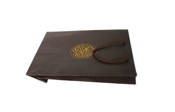Chocolate Colored Paper Bags With Handles / Coffee Packaging Bags