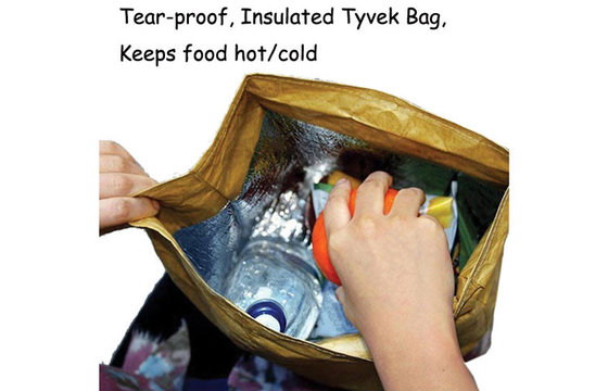 Environmental Collapsible Tyvek Paper Personalized Insulated Lunch Bags For Kids