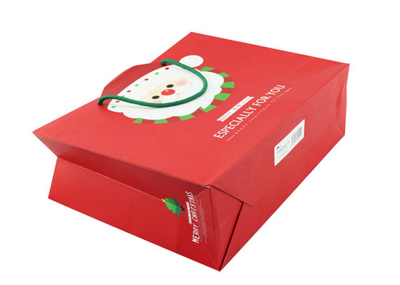 Red Christmas Paper Gift Bags For Kids  / Paper Grocery Bags With Handles