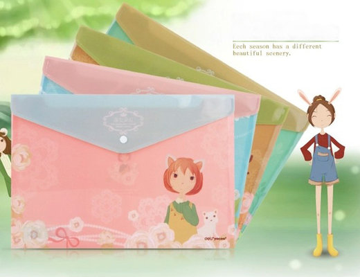 A4 Plastic Cartoon Printed Document Folders / Polypropylene Document Wallets