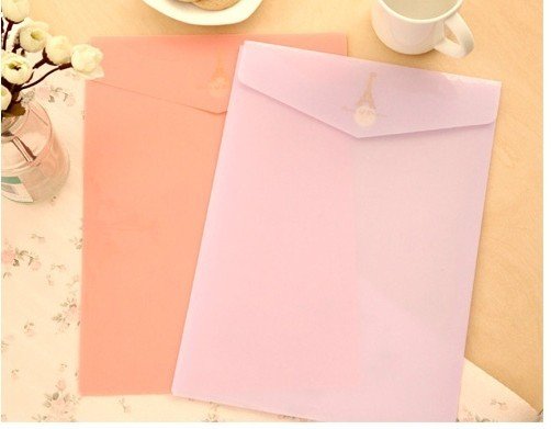 Eco - Friendly Pink Plastic Document Folder , Plastic Document Wallets