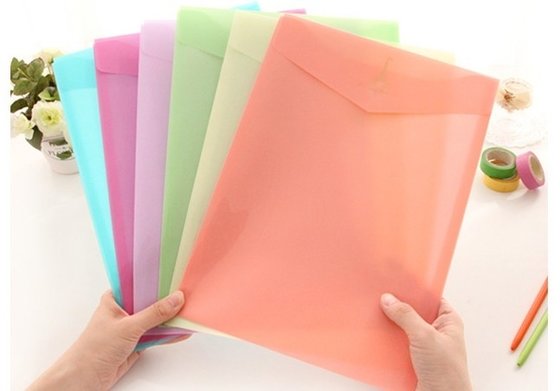 Eco - Friendly Pink Plastic Document Folder , Plastic Document Wallets