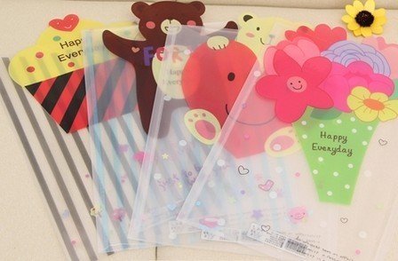 Multi Colored A4 Plastic Portfolio Folders Cartoon Printed Document Wallets