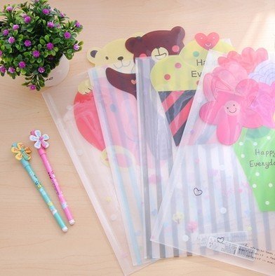 Multi Colored A4 Plastic Portfolio Folders Cartoon Printed Document Wallets
