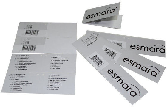 Custom Hang Tags For Dress / T-Shirt / Jeans ,  White Paper Card Hang Tag Labels