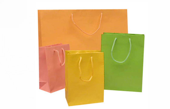 Promotional Kraft Paper Carrier Bags / 200gsm Kraft Paper Food Packaging Bags
