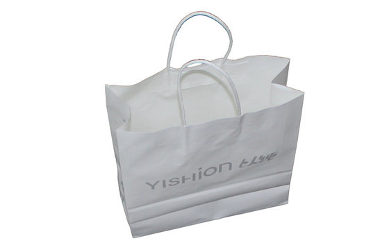 High Grade White Kraft Paper Packaging Bags With Twisted Handles