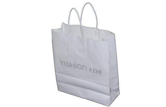 High Grade White Kraft Paper Packaging Bags With Twisted Handles