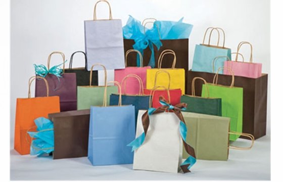 Professional Recycled Kraft Paper Bags , Kraft Paper Merchandise Bags