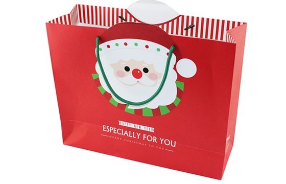 Nylon Rope Christmas Present Bag Flexo Printing Paper Foldable Shopping Bag