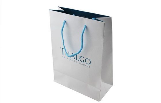 Recyclable Small Personalized White Paper Shopping Bags With Handles