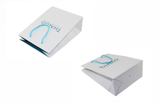 Recyclable Small Personalized White Paper Shopping Bags With Handles