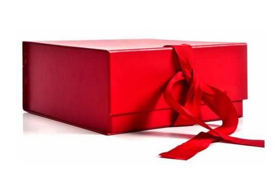 Red Folding Gift Packaging Box With Magnet for Closure And Ribbon Crosed