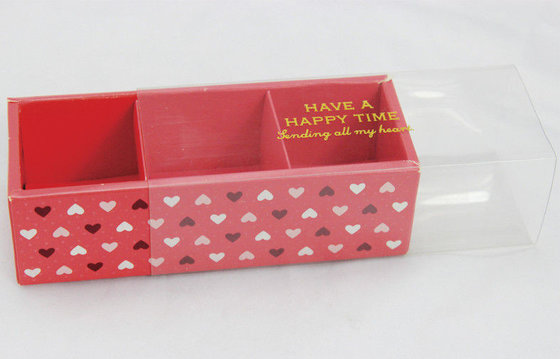 3 Tablets Macarons Drawer Paper Printing Box Packaging Matt Laminated With Clear Window