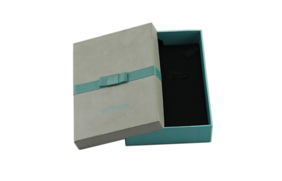 Green Telescope Cardboard Gift Boxes With Separate Lid Ribbon Fasten
