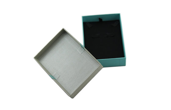Green Telescope Cardboard Gift Boxes With Separate Lid Ribbon Fasten