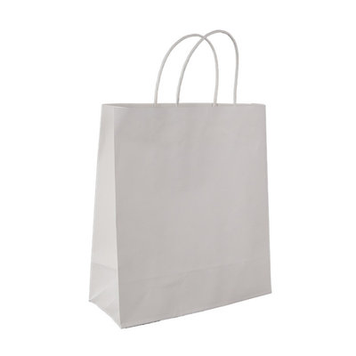 China Customized white craft paper logo printing shoes packaging paper bag supplier